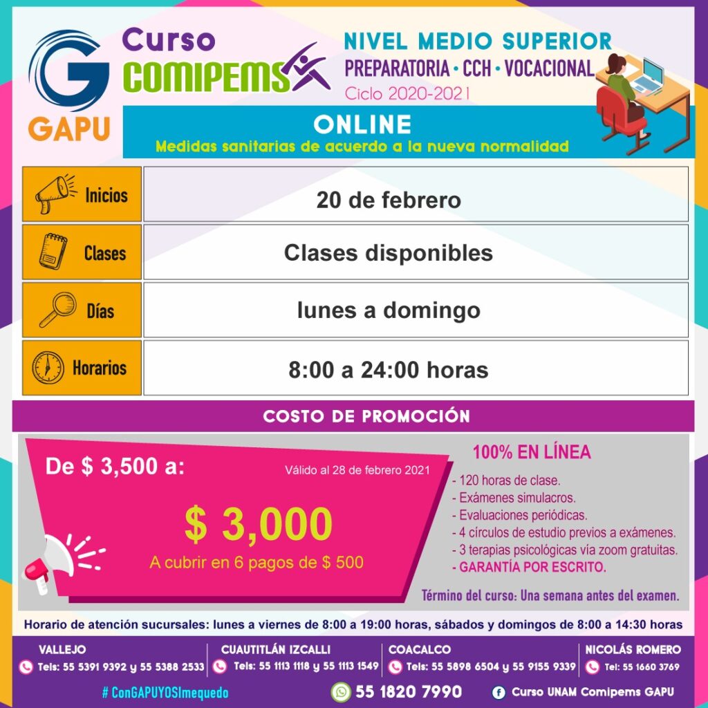 Curso Comipems 2020 | GAPU - ¡Asegura tu ingreso!